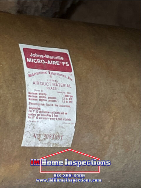 Fiber_Glass_Duct_label - IM Home Inspections